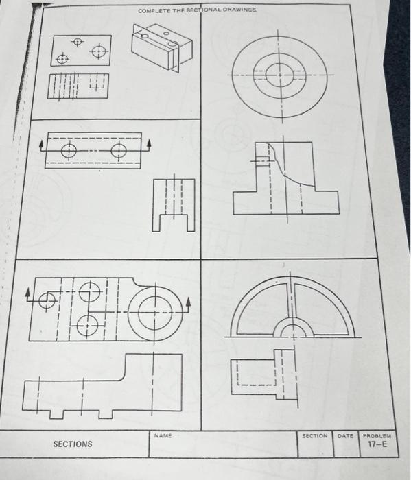 Solved Complete The Sectional Drawings 