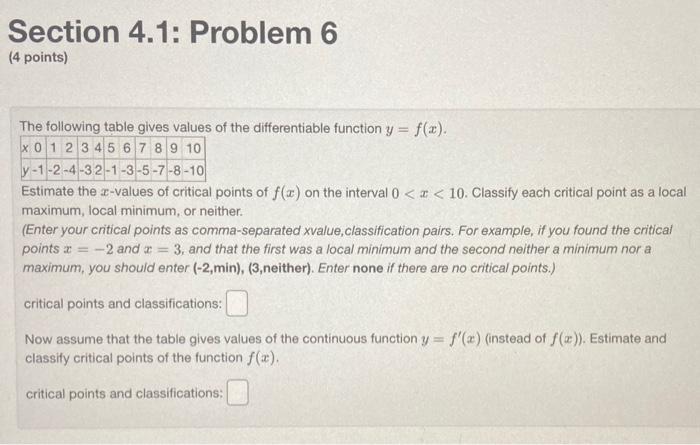 Solved Section 4 1 Problem 6 4 Points The Following Table