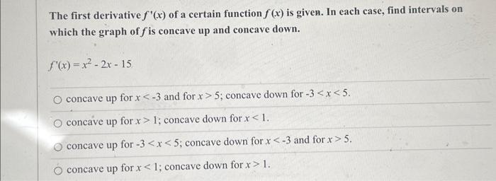 Solved The first derivative f′(x) of a certain function f(x) | Chegg.com
