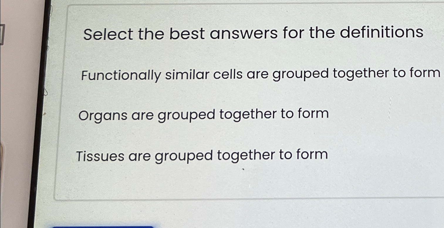 Solved Select the best answers for the definitions | Chegg.com