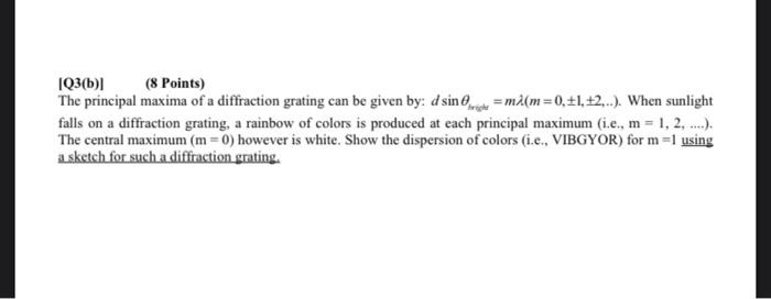 Solved IQ3(b) (8 Points) The principal maxima of a | Chegg.com
