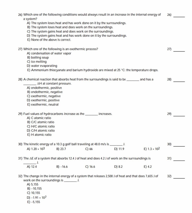 Solved 25) Objects can possess energy as (a) endothermic | Chegg.com