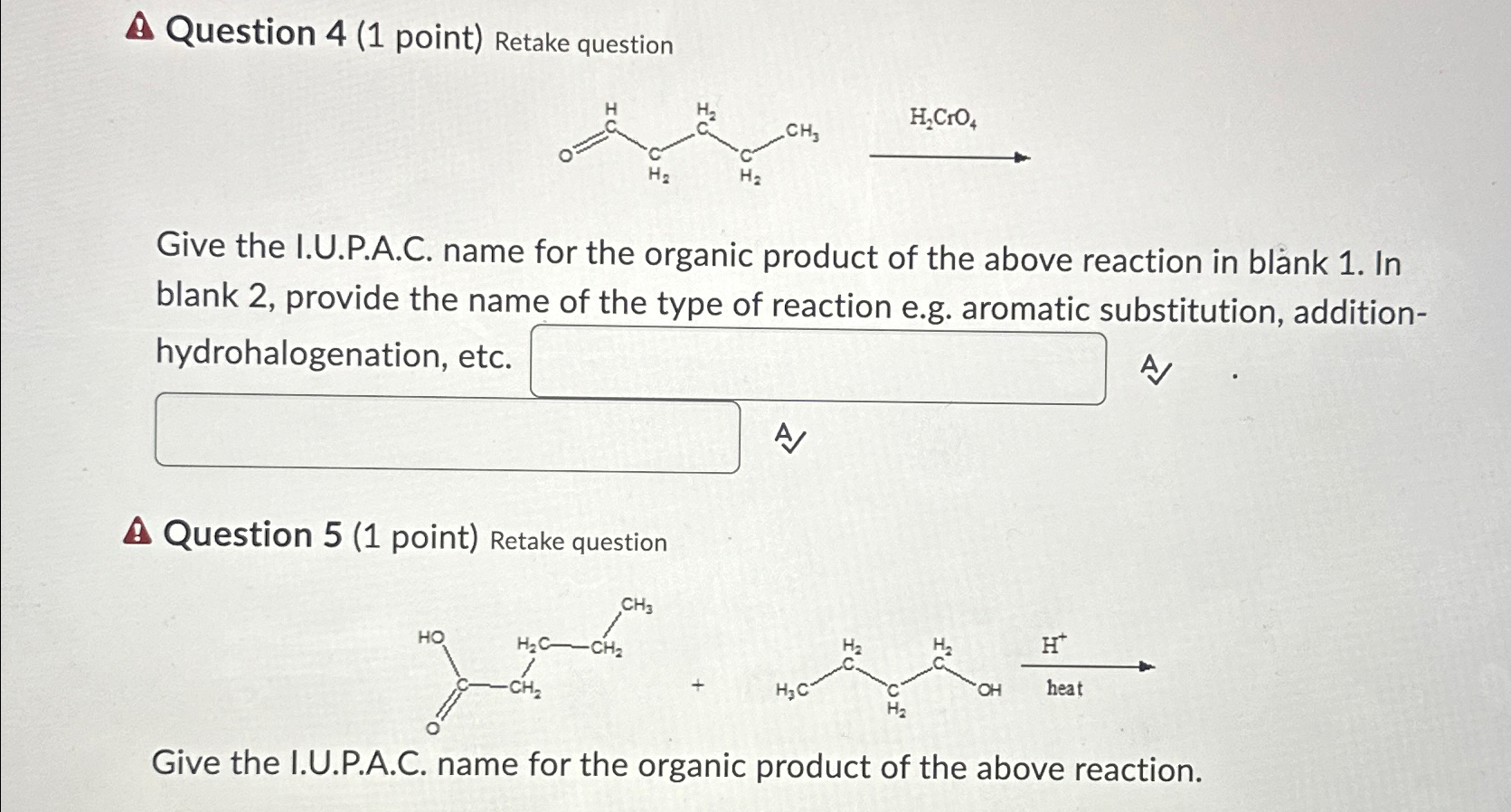Solved Question 4 (1 ﻿point) ﻿Retake questionGive the | Chegg.com