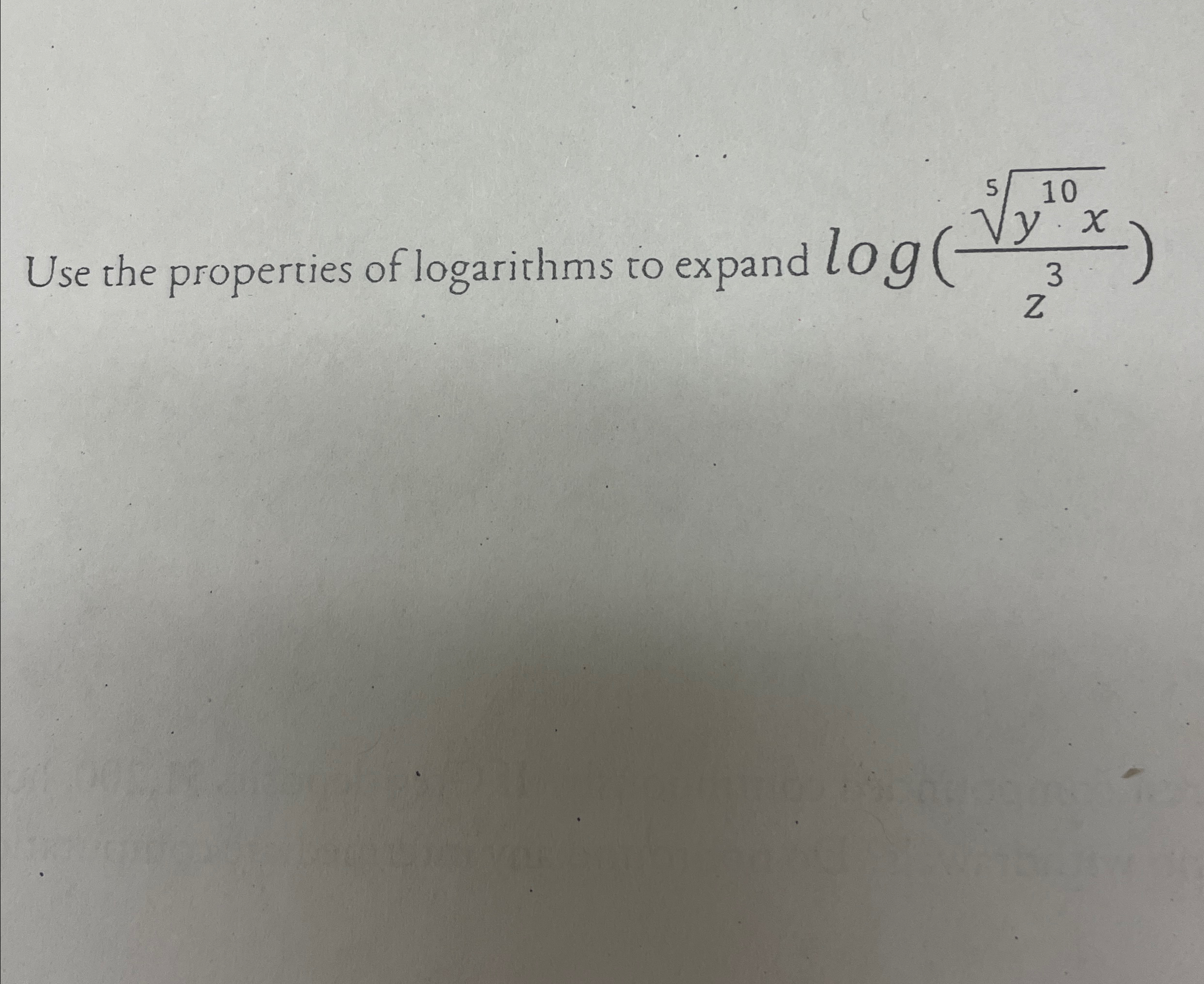 Solved Use the properties of logarithms to expand | Chegg.com