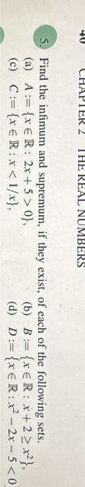 Solved Find the infimum and supremum, if they exist, of each | Chegg.com