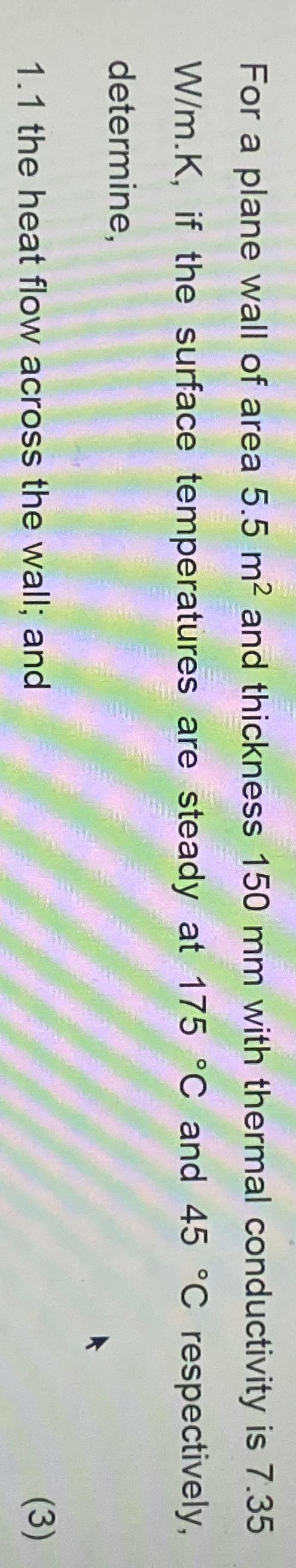 Solved For a plane of area 2.2 ﻿mFor a plane wall of area | Chegg.com