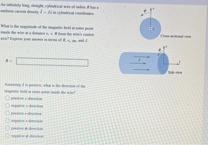 Solved An infinitely long, straight, cylindrical wire of | Chegg.com