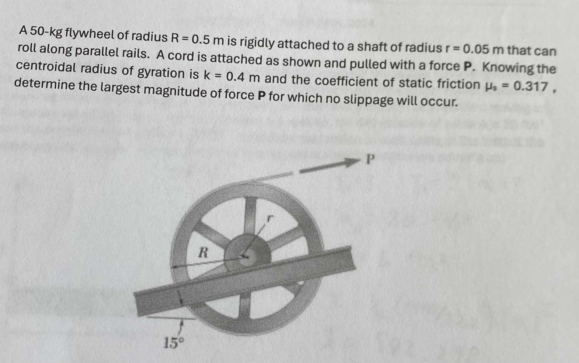 Solved A 50-kg flywheel of radius R=0.5m ﻿is rigidly | Chegg.com