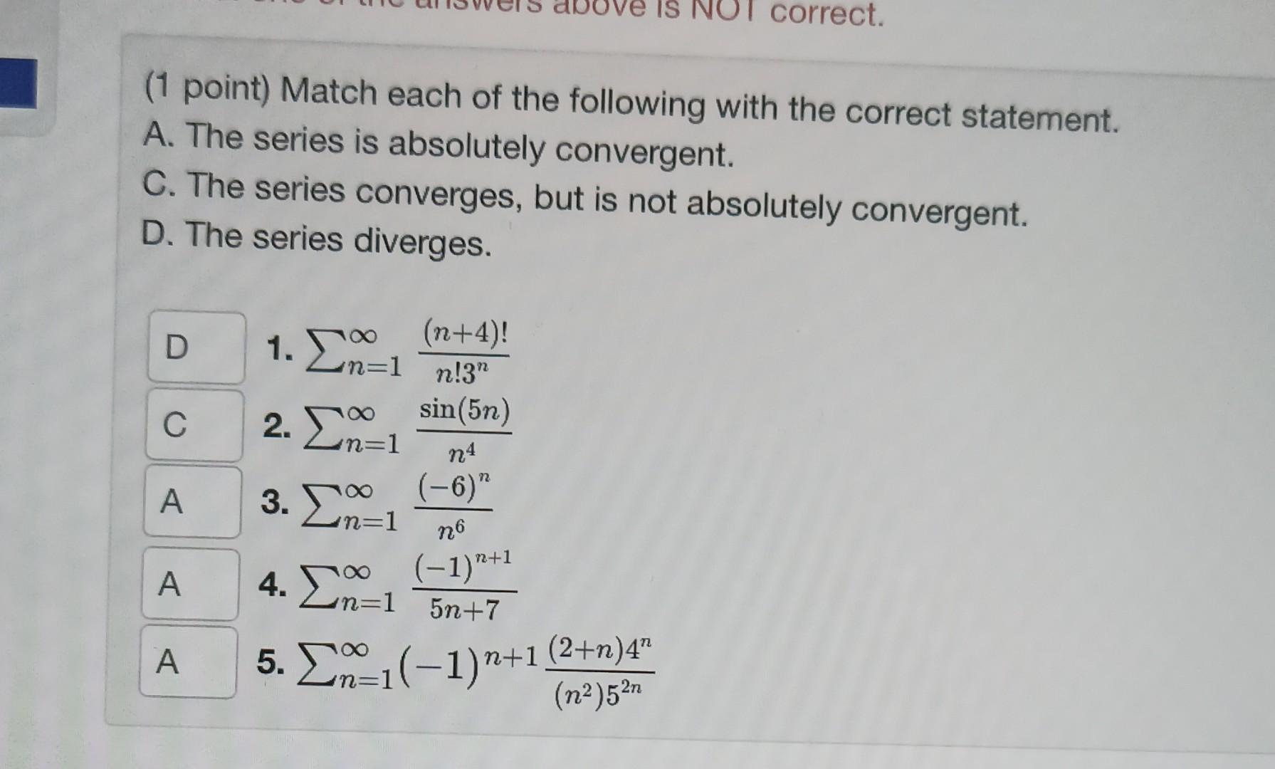 Solved (1 point) Match each of the following with the | Chegg.com