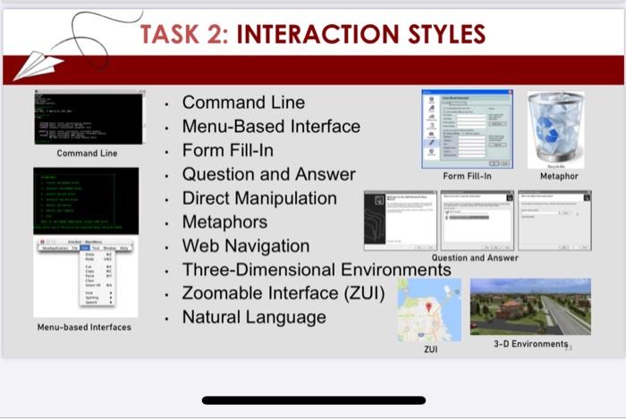 Solved TASK 2: INTERACTION STYLES . DISON MRC Command Line . | Chegg.com