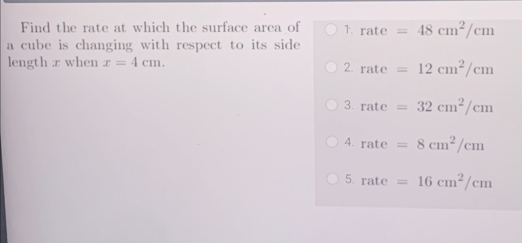 Solved Find the rate at which the surface area of a cube is | Chegg.com