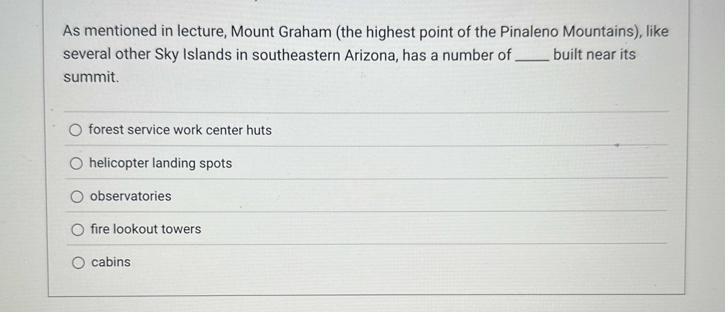 Solved As mentioned in lecture, Mount Graham (the highest | Chegg.com