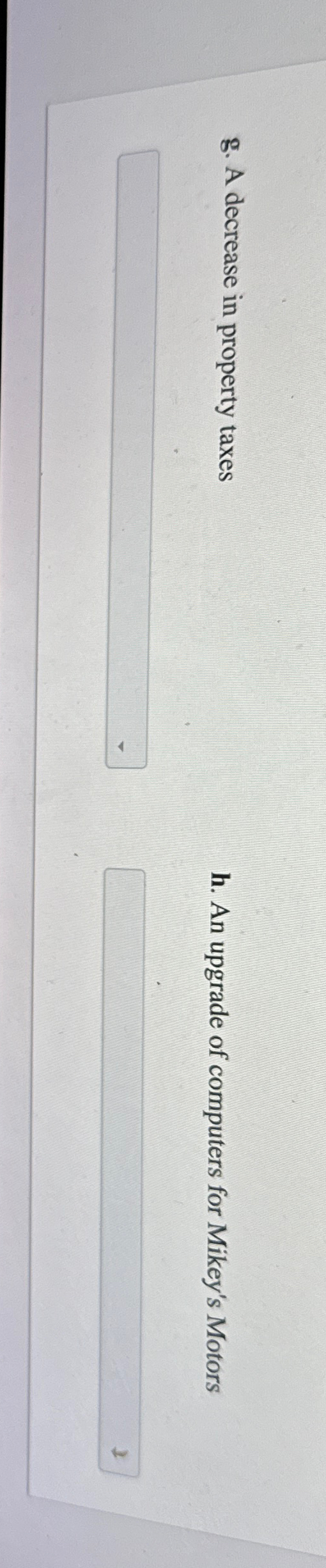 Solved Indicate whether each item is an input in the | Chegg.com