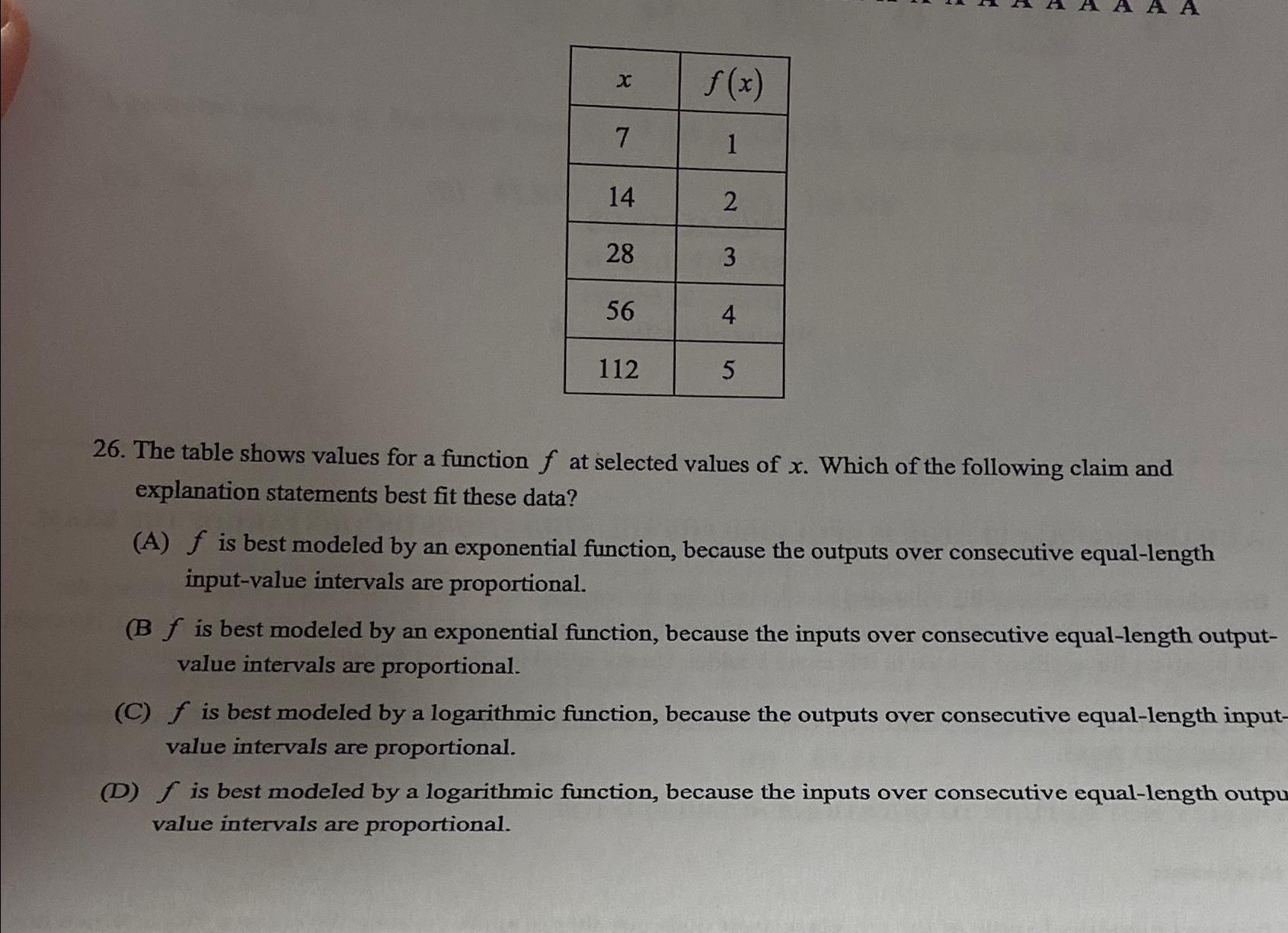 Solved \table[[x,f(x) | Chegg.com
