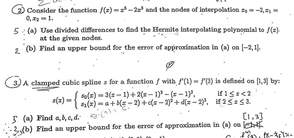 (2.) Consider the function f(x)=x5−2x3 and the nodes | Chegg.com