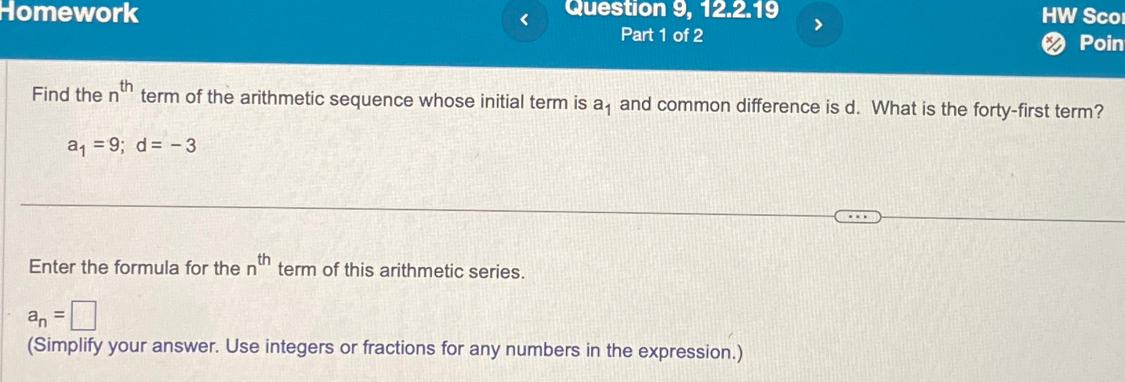 Solved HomeworkQuestion 9, 12.2.19Part 1 ﻿of 2Find the nth | Chegg.com