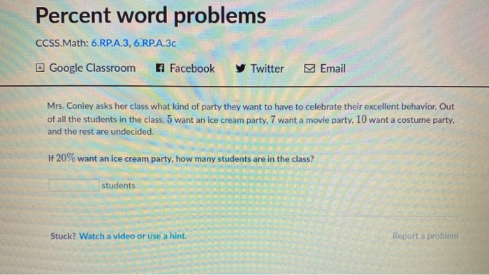 Solved Percent word problems CCSS.Math: 6.RP.A.3, 6.RP.A.3c | Chegg.com