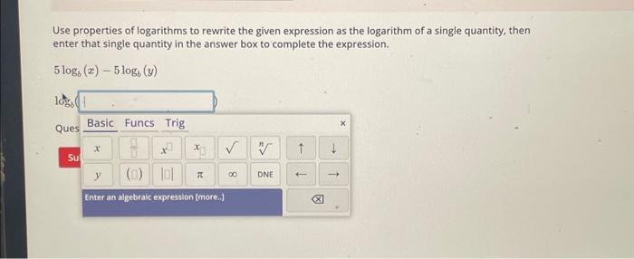 Solved Use properties of logarithms to rewrite the given | Chegg.com