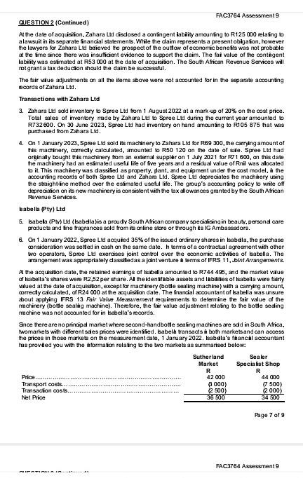 Solved FAC 3764 Assessment 9 QUESTION 2 (Continued) 15. The | Chegg.com