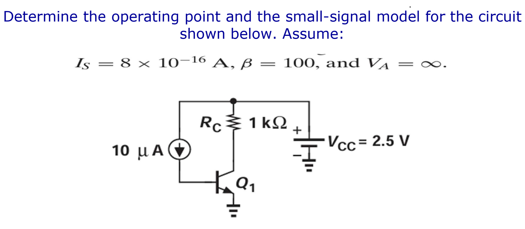 Solved by an EXPERT Determine the operating point and the small-signal | Chegg.com