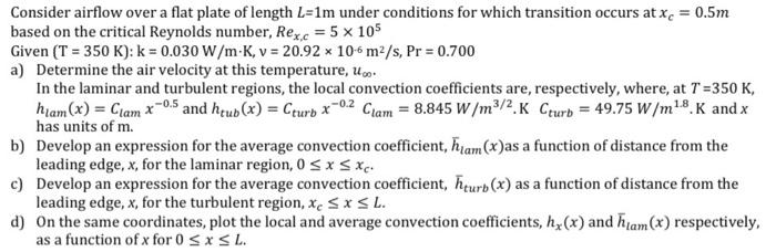 Solved Consider airflow over a flat plate of length L=1m | Chegg.com