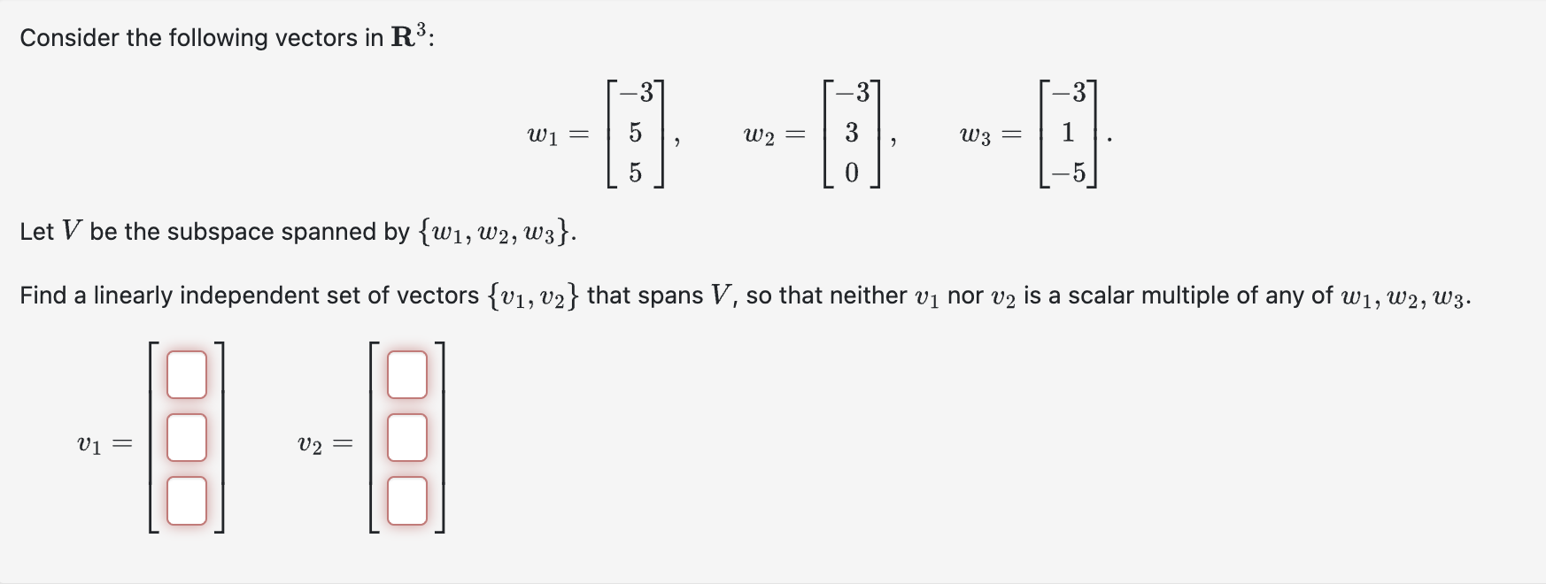 Solved Consider the following vectors in R3 | Chegg.com