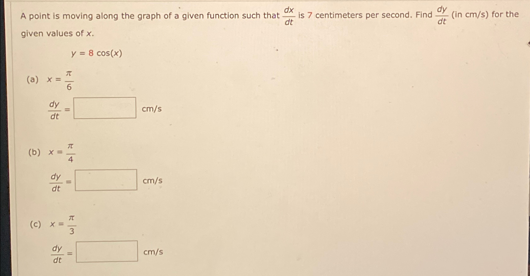 Solved A point is moving along the graph of a given function | Chegg.com