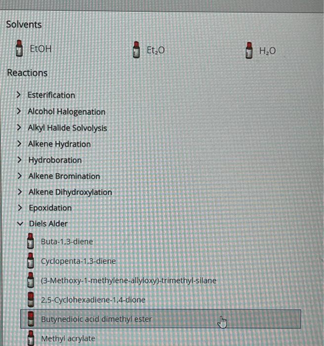 using ET2O and which material in diels alder do I use | Chegg.com