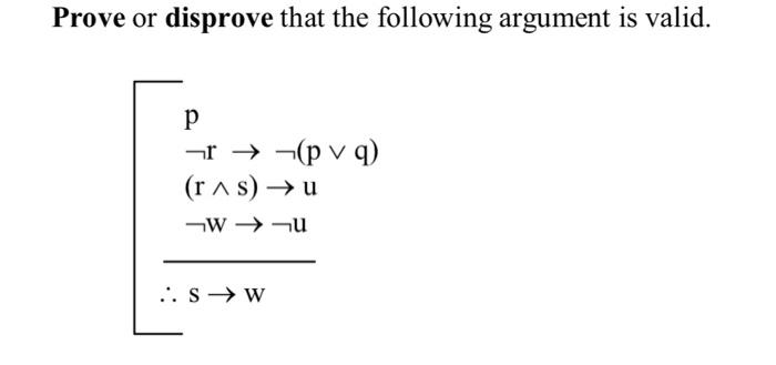 Solved Prove or disprove that the following argument is | Chegg.com