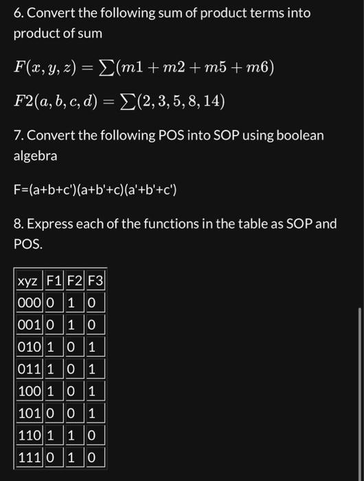 Solved 2. Convert the following function into a SOP form 1. | Chegg.com