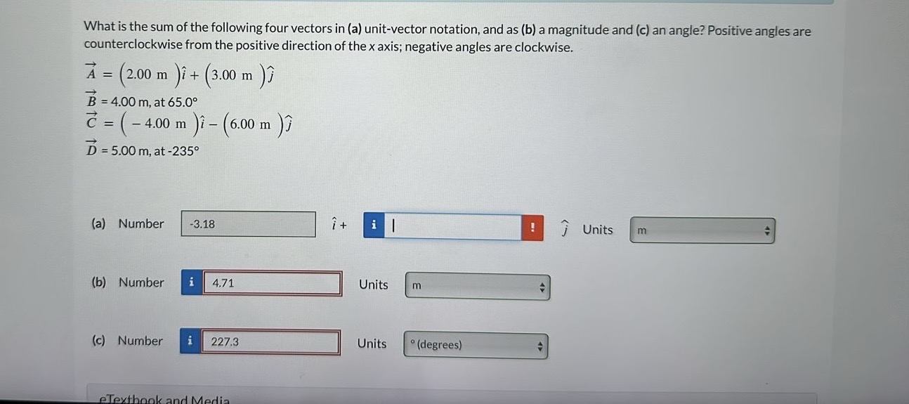 Solved What is the sum of the following four vectors in (a) | Chegg.com