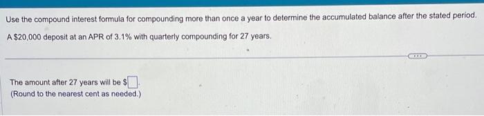 Solved Use the compound interest formula for compounding | Chegg.com