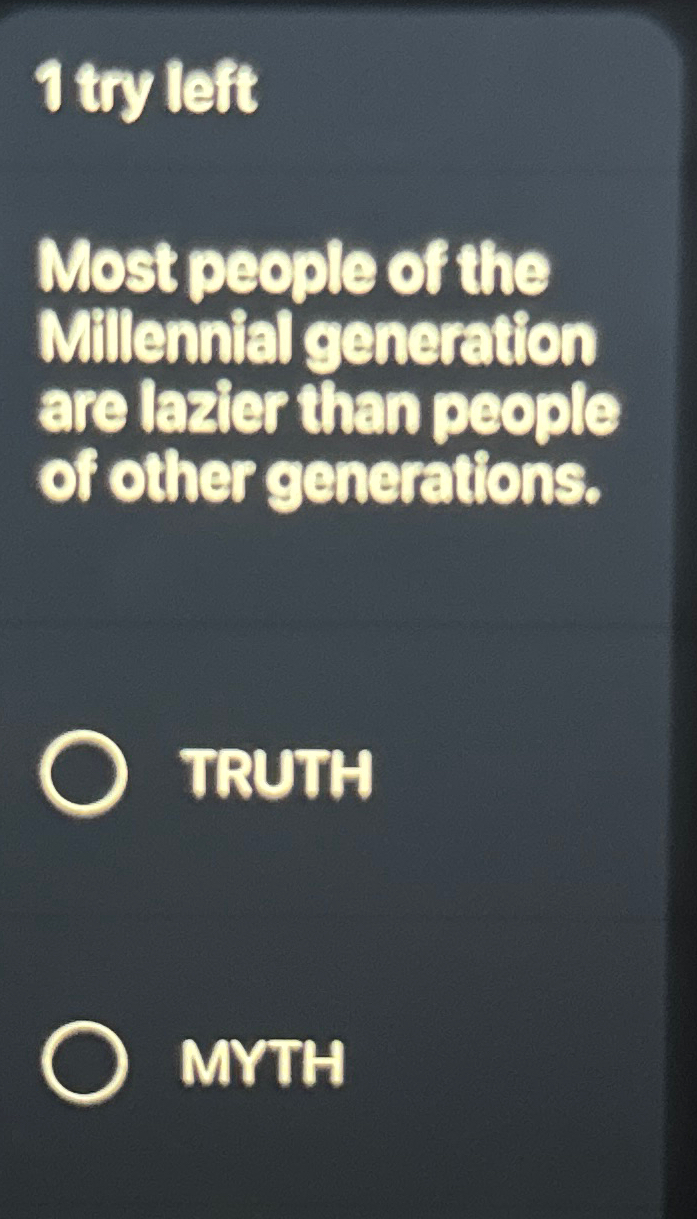 Solved 1 ﻿try leftMost people of the Millennial generation | Chegg.com