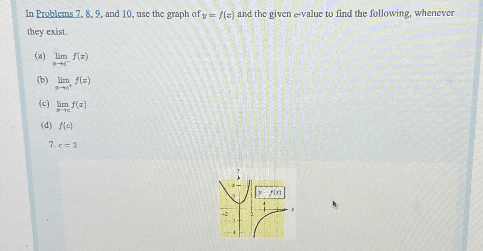 Solved In Problems 7,8_(,)9_(), and 10_(), use the graph of | Chegg.com