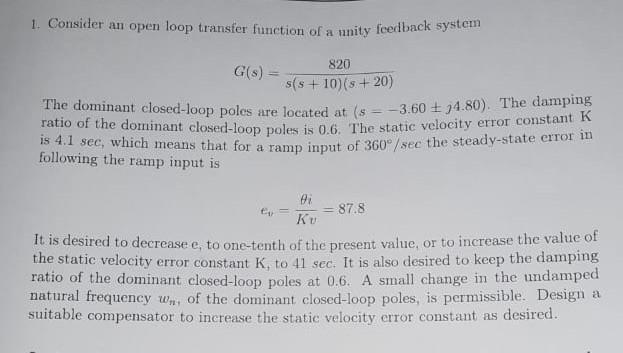 Solved Please Solve It Using Lag Compensator Once And Lead