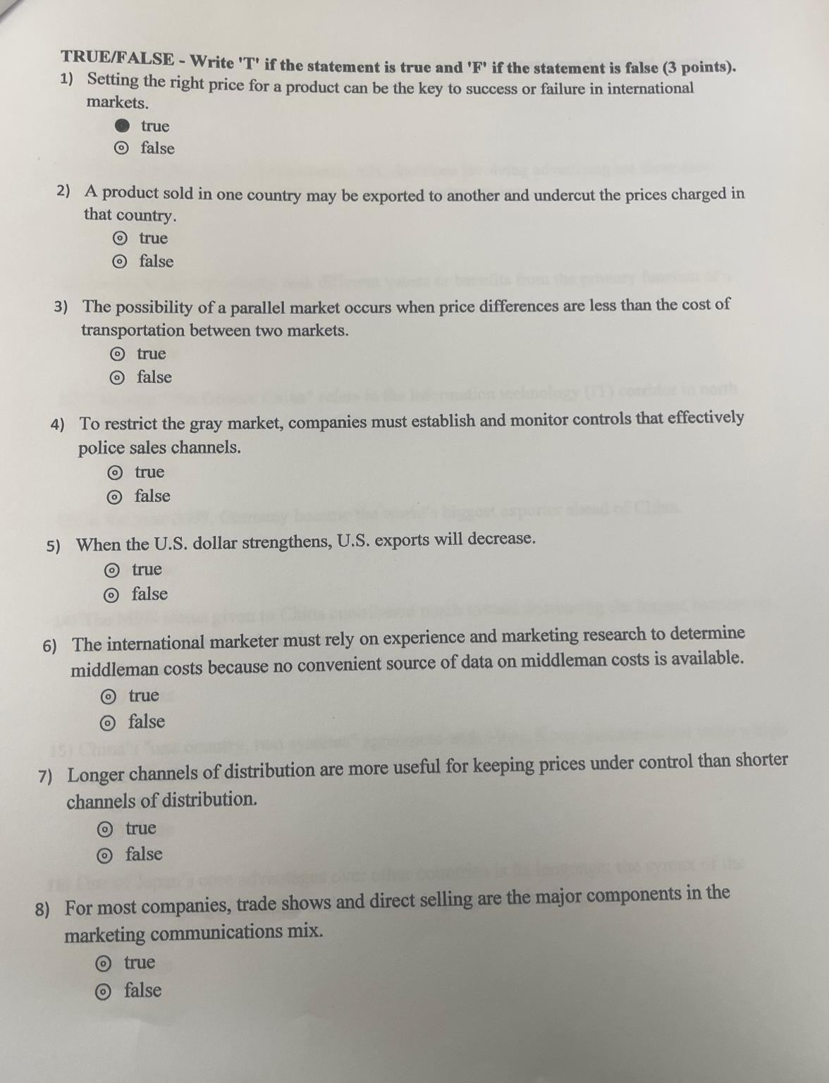 Solved TRUE/FALSE - ﻿Write ' T ' ﻿if the statement is true | Chegg.com
