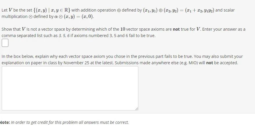 Solved A vector space over R is a set V of objects (called | Chegg.com