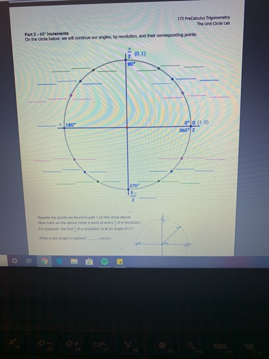 Solved 172 PreCalculus Trigonometry The Unit Circle Lab | Chegg.com