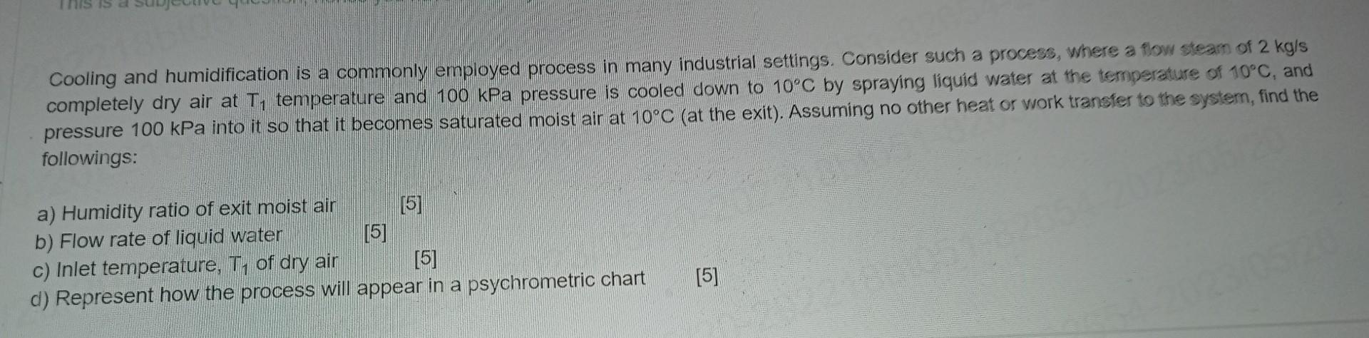 Solved Cooling and humidification is a commonly employed | Chegg.com