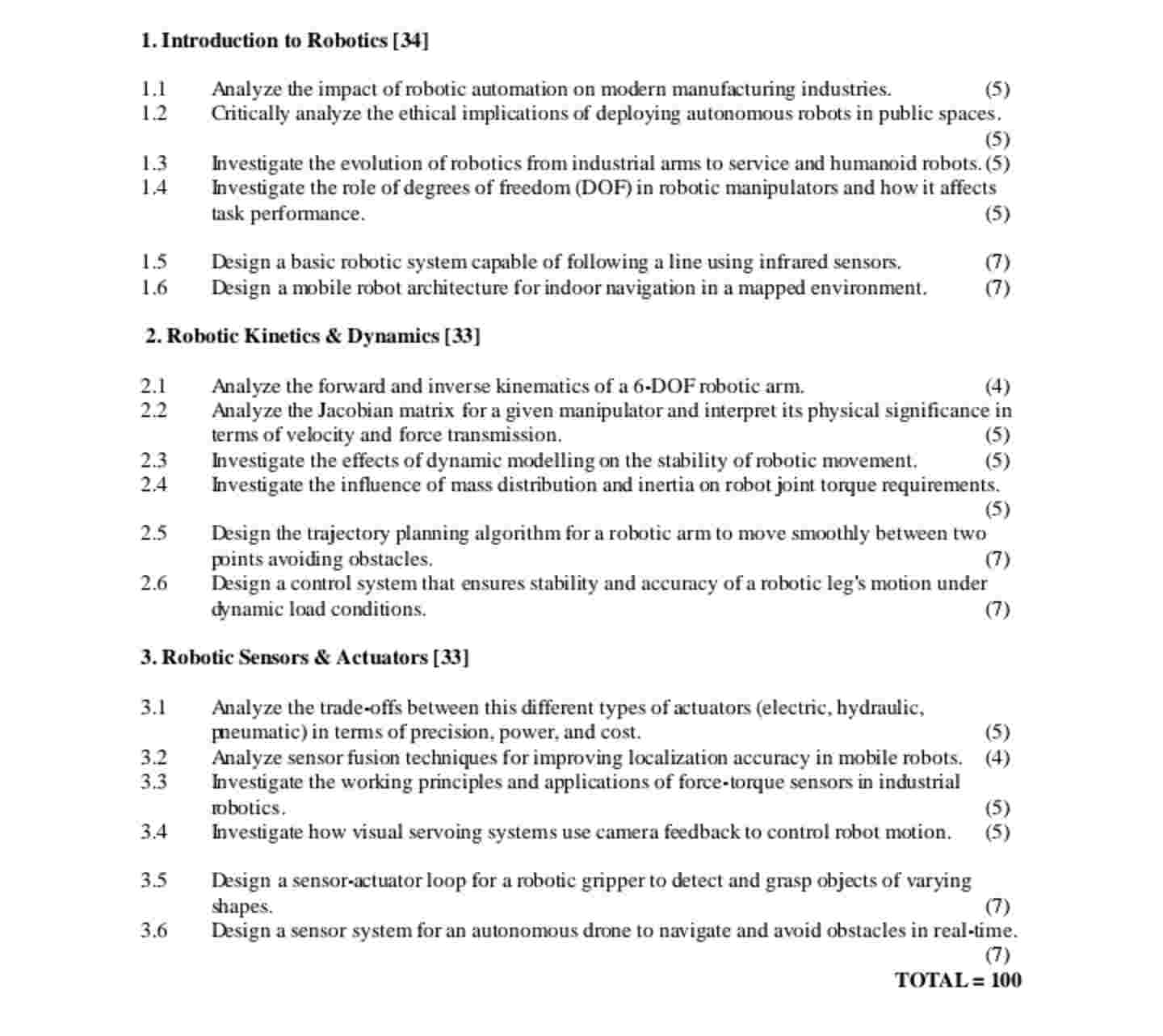 1. ﻿Introduction to Robotics [34] 1.1 ﻿Analyze the | Chegg.com