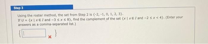 Solved Step 3 Using the roster method, the set from Step 2 | Chegg.com