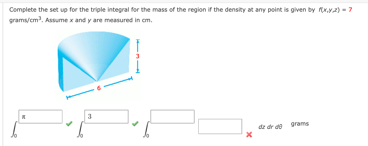 Solved Complete the set up for the triple integral for the | Chegg.com