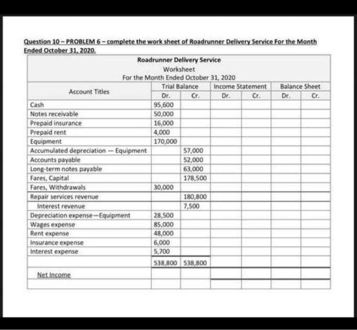 Solved Dr. Cr. Dr. Question 10 - PROBLEM 6 - complete the | Chegg.com