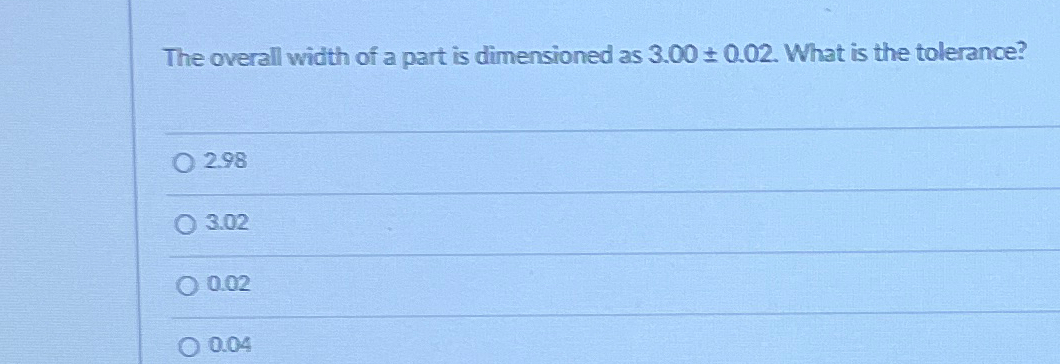 Solved The overall width of a part is dimensioned as | Chegg.com