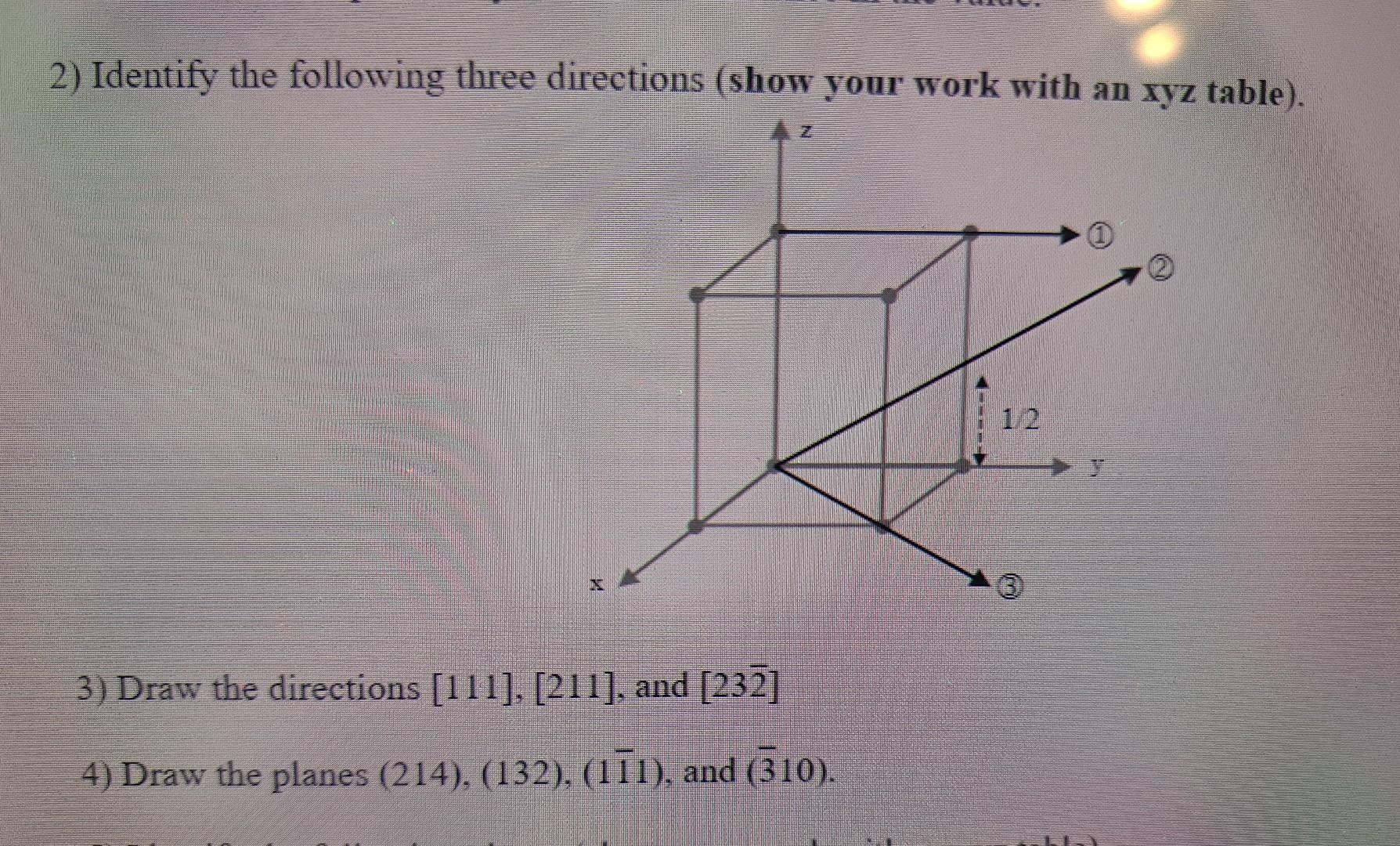 Solved 2) Identify the following three directions (show your | Chegg.com