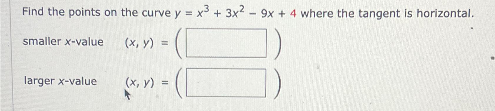 Solved Find the points on the curve y=x3+3x2-9x+4 ﻿where the | Chegg.com