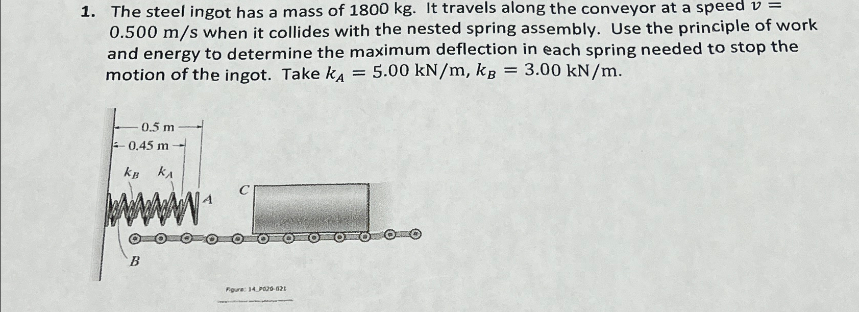 The steel ingot has a mass of 1800kg. ﻿It travels | Chegg.com