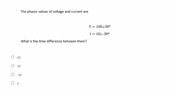 Solved The phasor values of voltage and current | Chegg.com