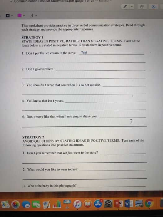 Communication Positive Statements.pdf (page loa n | Chegg.com