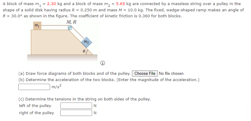Solved A block of mass m1=2.30kg ﻿and a block of mass | Chegg.com